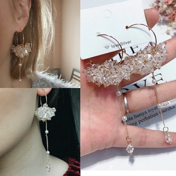 Jewelry | See Through Crystal Gold Hoop Earrings | Poshmark